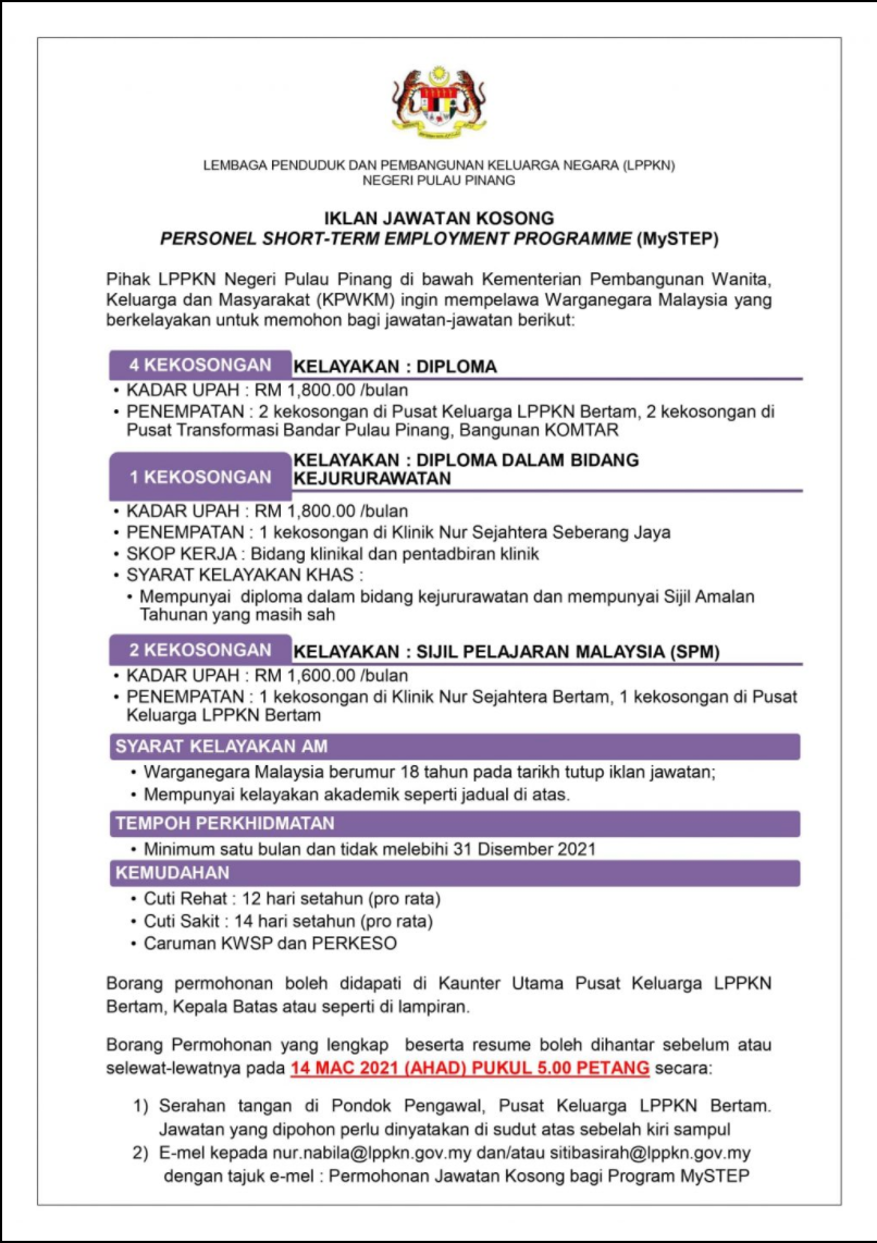 Lembaga Penduduk & Pembangunan Keluarga Malaysia (LPPKN) » Jobs Hub