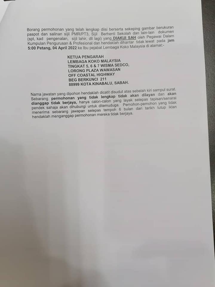 Iklan Jawatan Lembaga Koko Malaysia » Jobs Hub