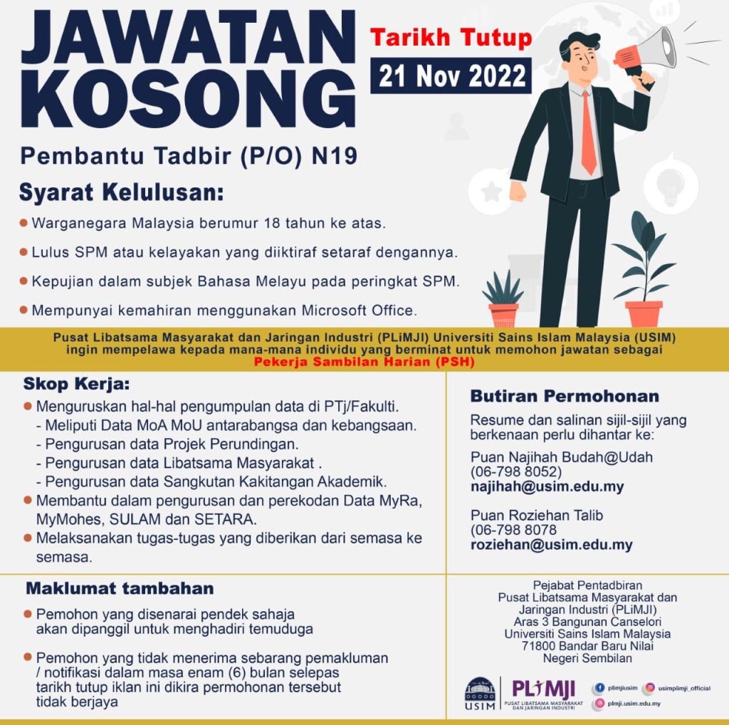 Iklan Jawatan Universiti Sains Islam Malaysia USIM » Jobs Hub