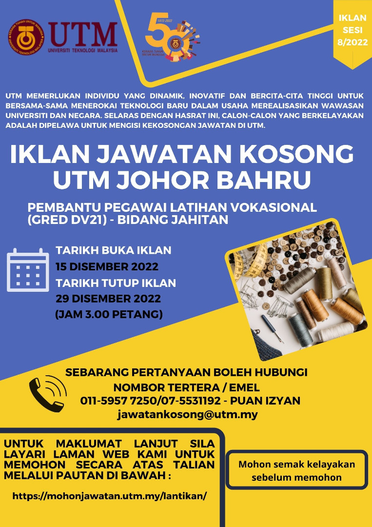 Iklan Jawatan Universiti Teknologi Malaysia (UTM) » Jobs Hub