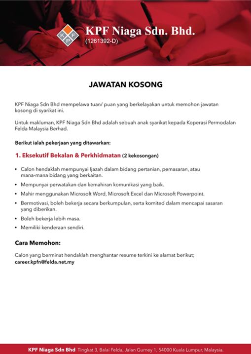 Iklan Jawatan KPF Niaga Sdn Bhd » Jobs Hub