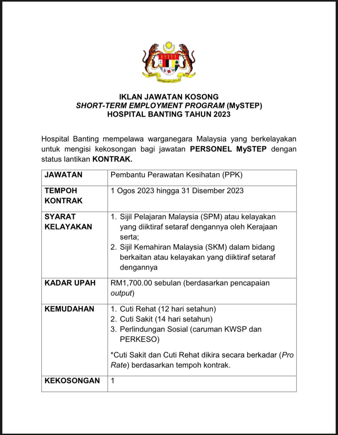 Iklan Jawatan Hospital Banting » Jobs Hub