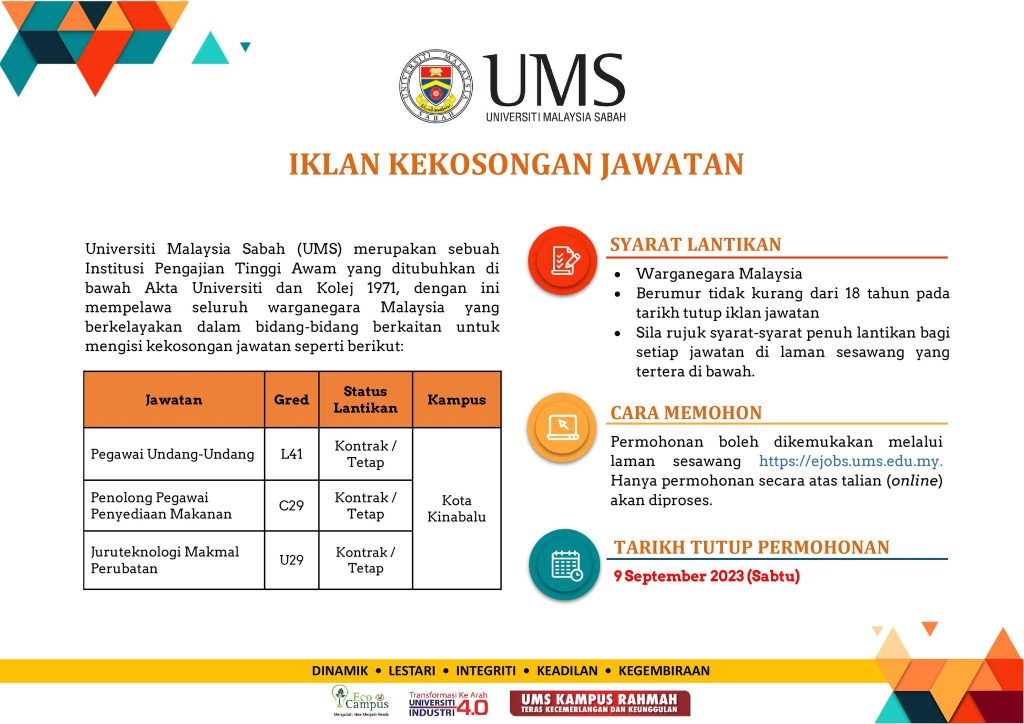 Iklan Jawatan Universiti Malaysia Sabah (UMS) » Jobs Hub