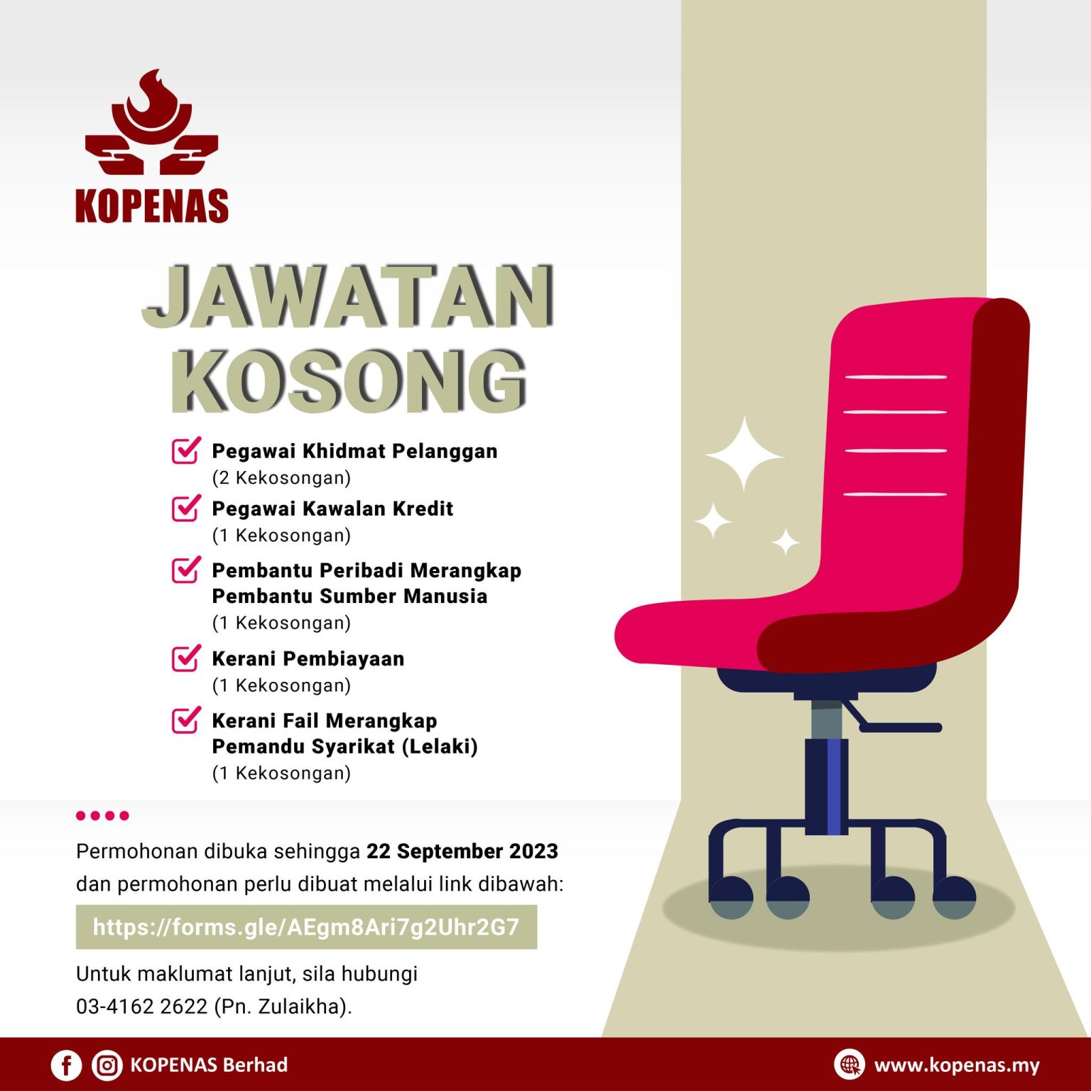 Iklan Jawatan Koperasi Perkhidmatan Pelajaran Nasional Berhad (KOPENAS ...