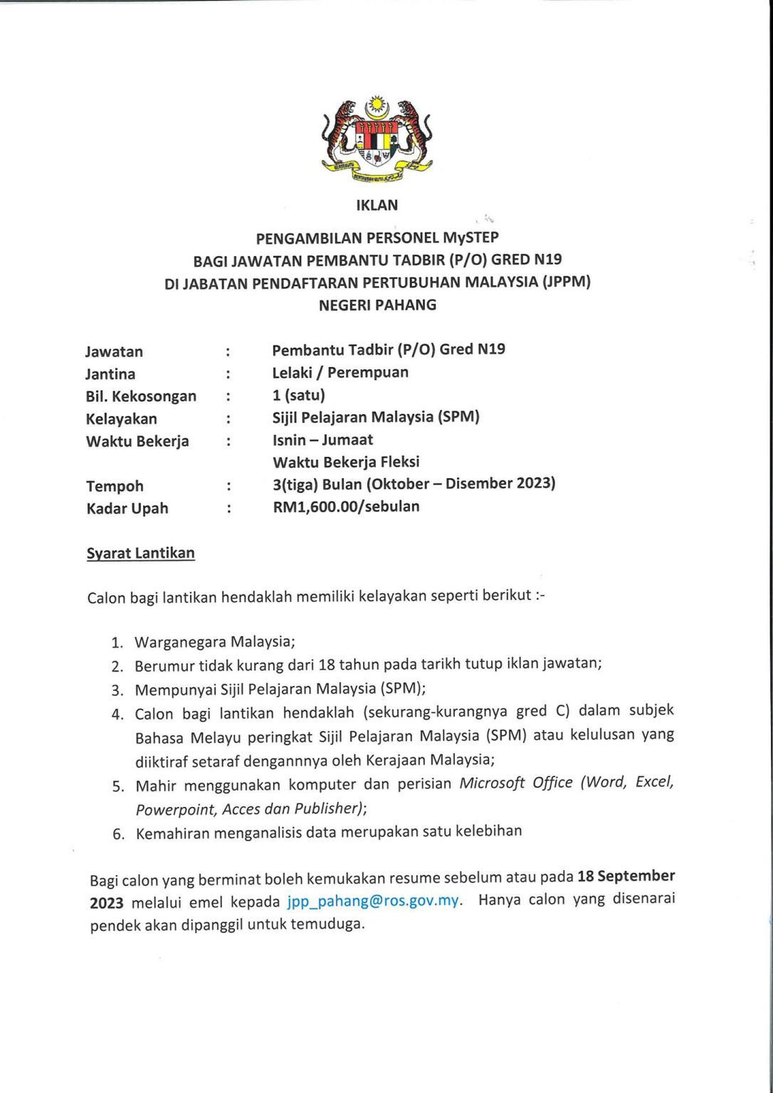 JABATAN PENDAFTARAN PERTUBUHAN MALAYSIA (JPPM) NEGERI PAHANG » Jobs Hub