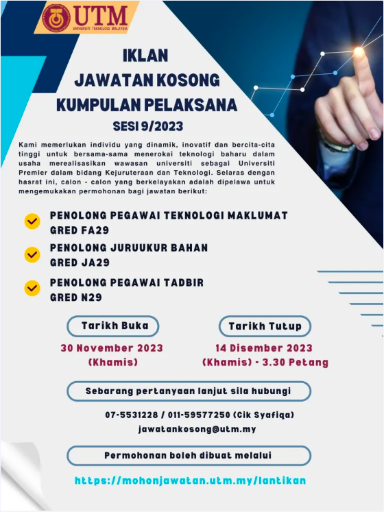 Iklan Jawatan Universiti Teknologi Malaysia (UTM) » Jobs Hub
