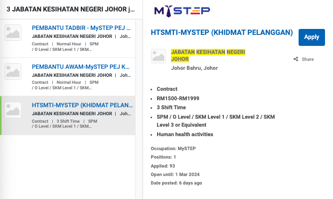 Iklan Jawatan Jabatan Kesihatan Negeri Johor » Jobs Hub