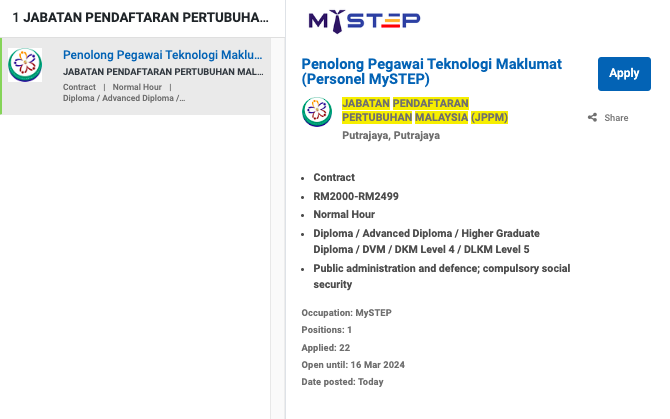 Iklan Jawatan Jabatan Pendaftaran Pertubuhan Malaysia (JPPM) » Jobs Hub