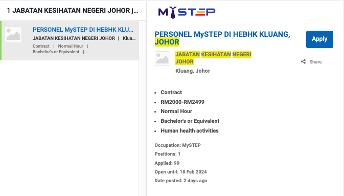 Iklan Jawatan Jabatan Kesihatan Negeri Johor » Jobs Hub