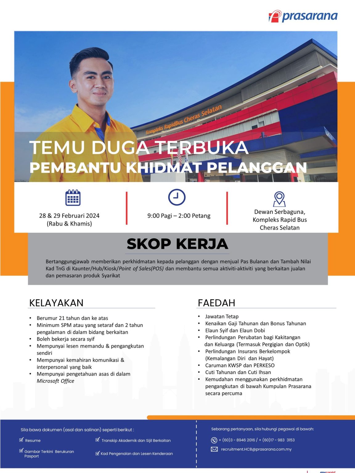 Iklan Temuduga Terbuka Prasarana Malaysia Berhad » Jobs Hub