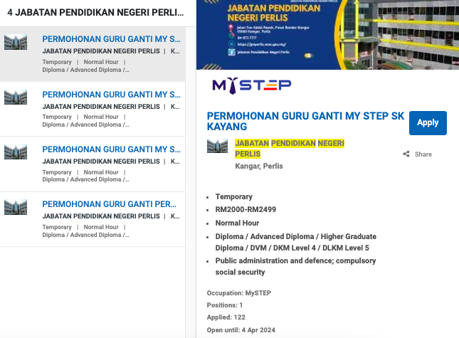 Iklan Jawatan Jabatan Pendidikan Negeri Perlis » Jobs Hub