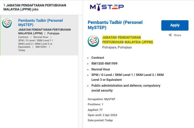 Iklan Jawatan Jabatan Pendaftaran Pertubuhan Malaysia (JPPM) » Jobs Hub